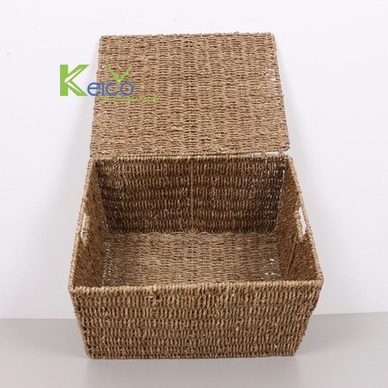 Rectangular Seagrass Storage Baskets with Lids K2392301 – Vietnam rattan and bamboo factory ...