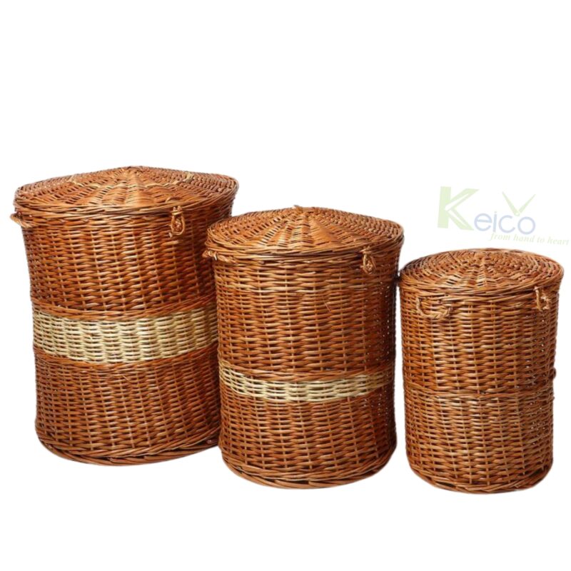 New Design 2024 Rattan Wicker Laundry Baskets With Lids and 3 sizes ...