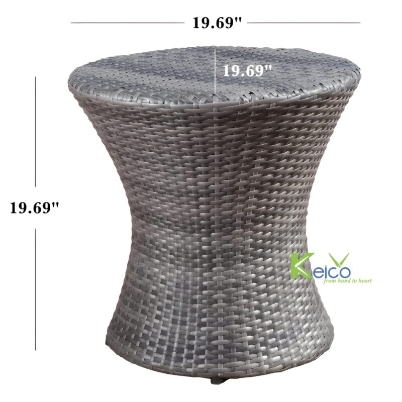 Keico New Outdoor Collection Patio Furniture Grey Plastic Rattan Side ...