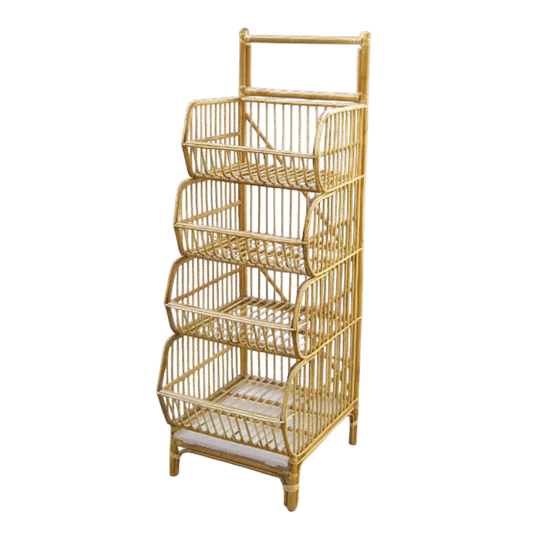 Natural rattan bread display rack with a removable crumb tray ...